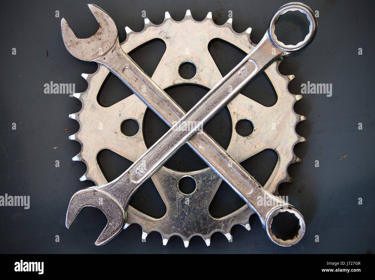 workshop tools wrench cross Stock Photo - Alamy