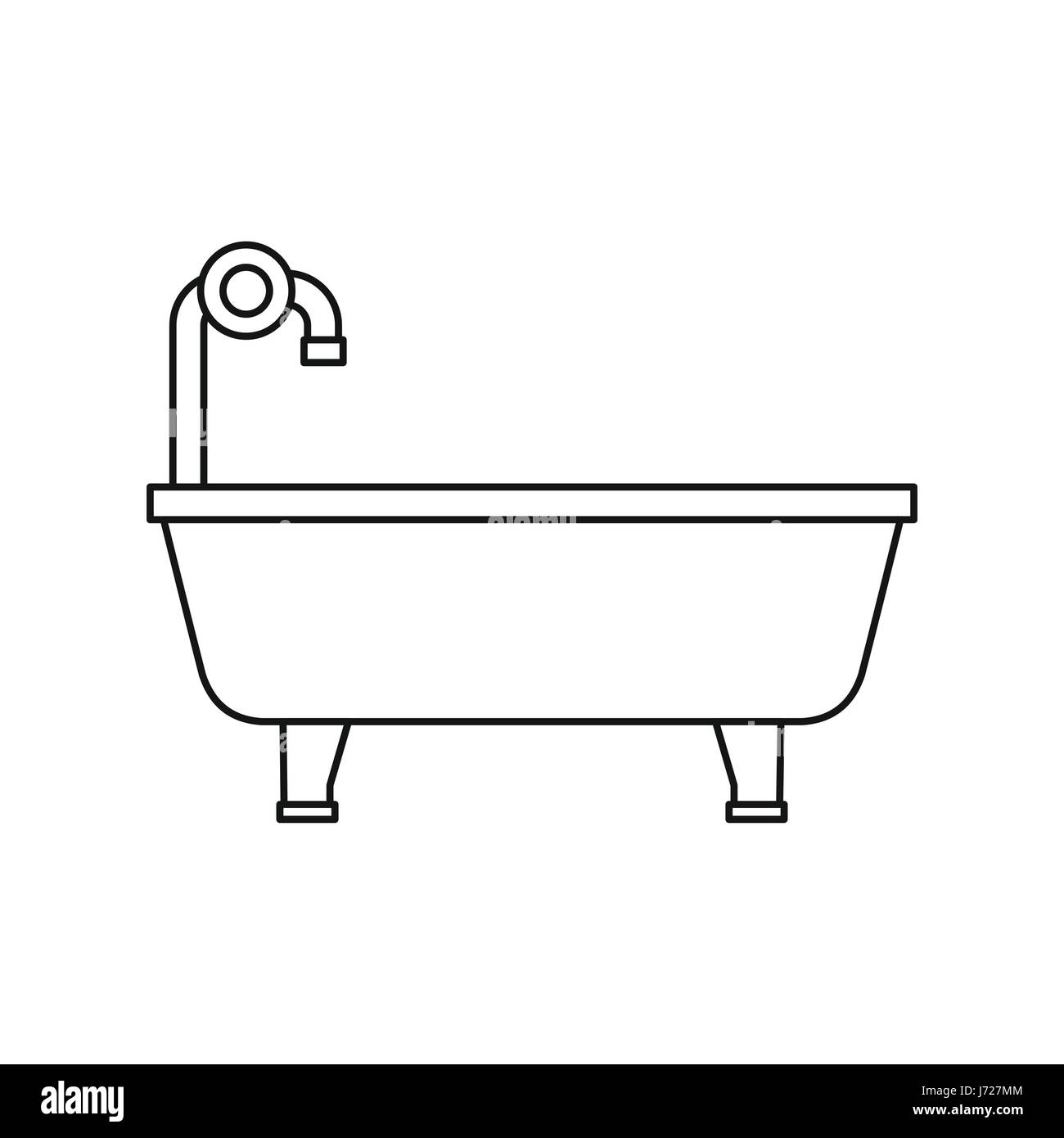 Bathtub icon, outline style Stock Vector Image & Art - Alamy