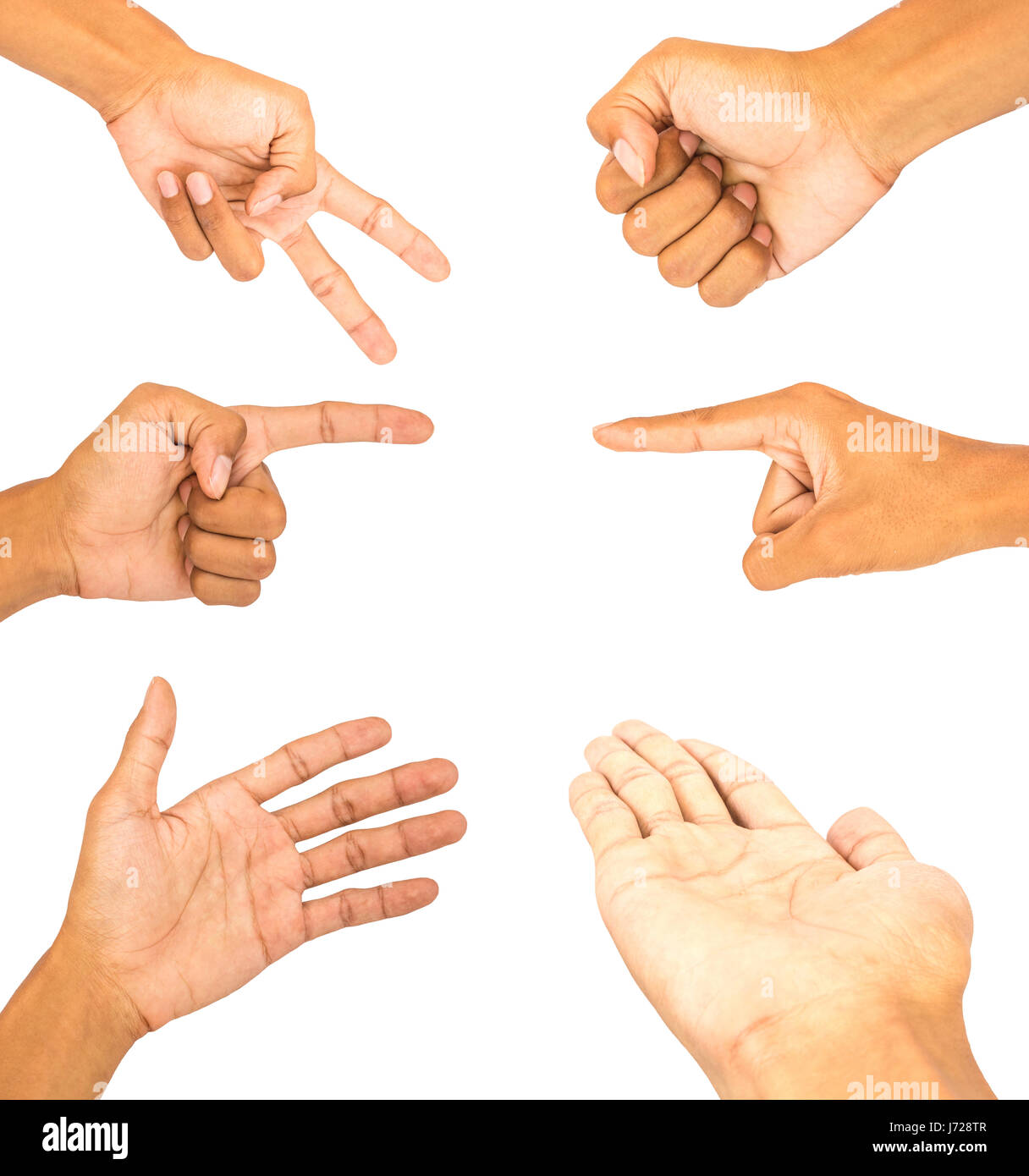 collection of hand and finger symbol white isolated Stock Photo - Alamy