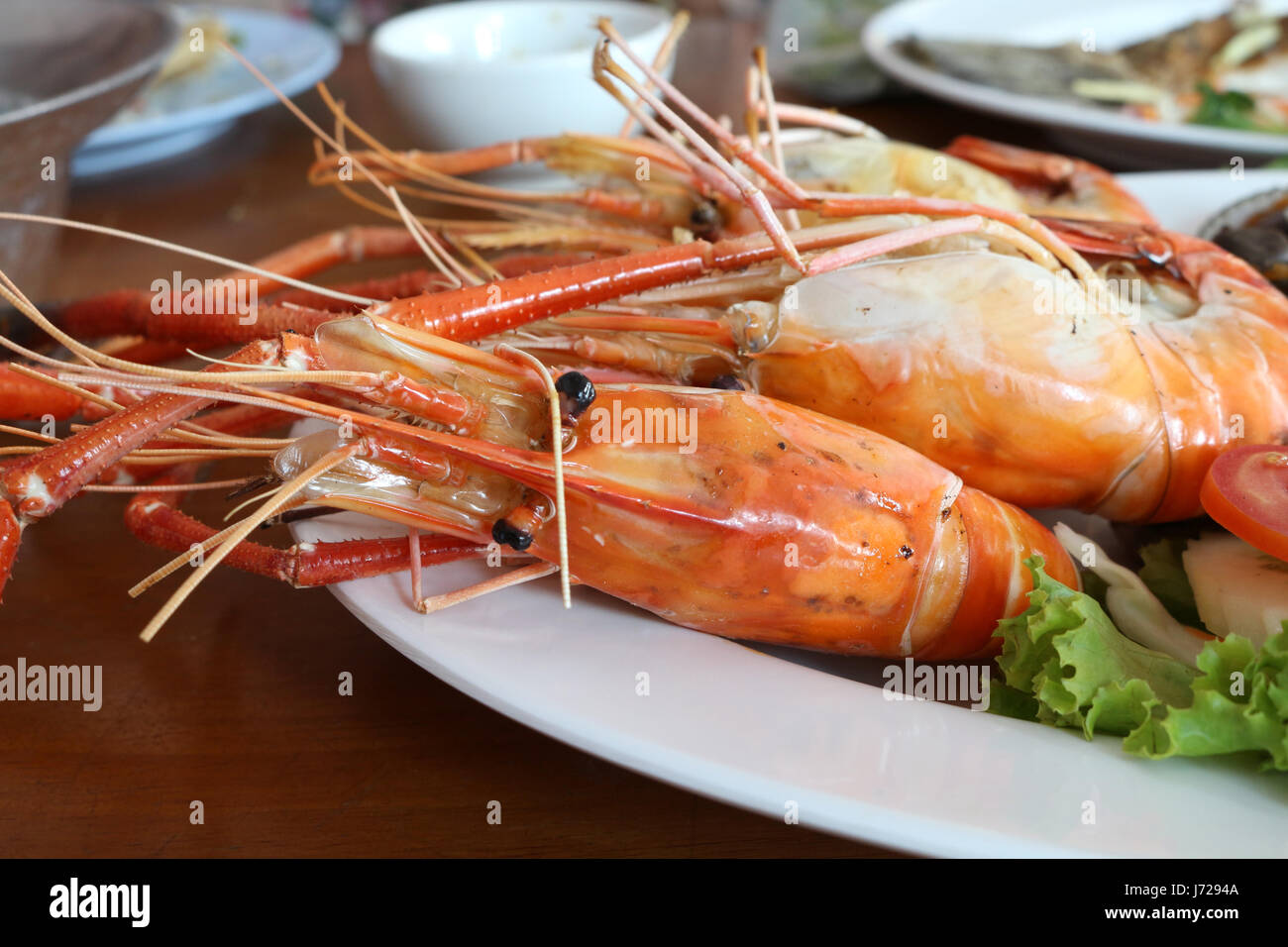 big grilled shrimp closeup Stock Photo - Alamy
