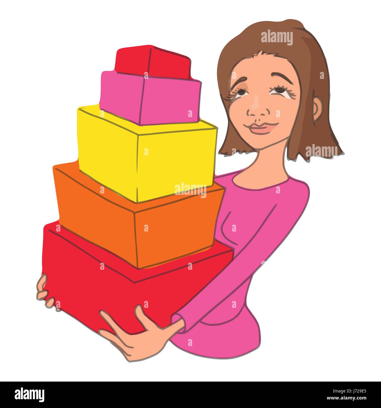 Girl with purchases icon, cartoon style Stock Vector Image & Art - Alamy