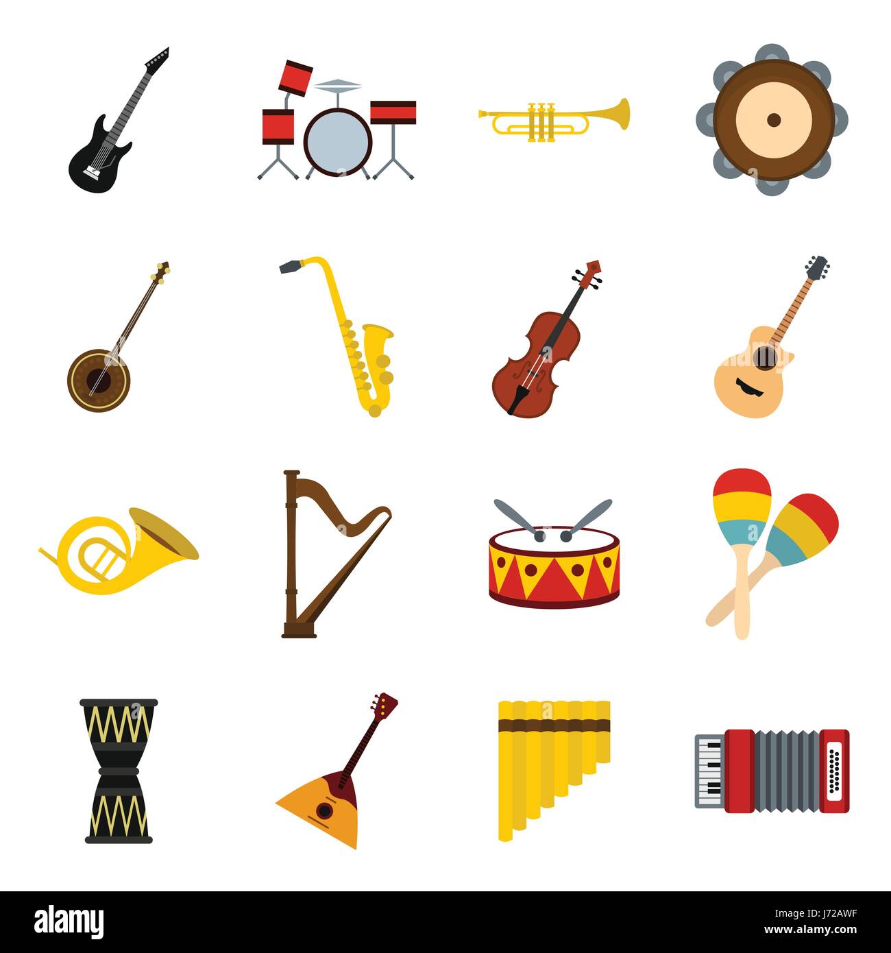 Musical instruments icons set, flat style Stock Vector Image & Art - Alamy
