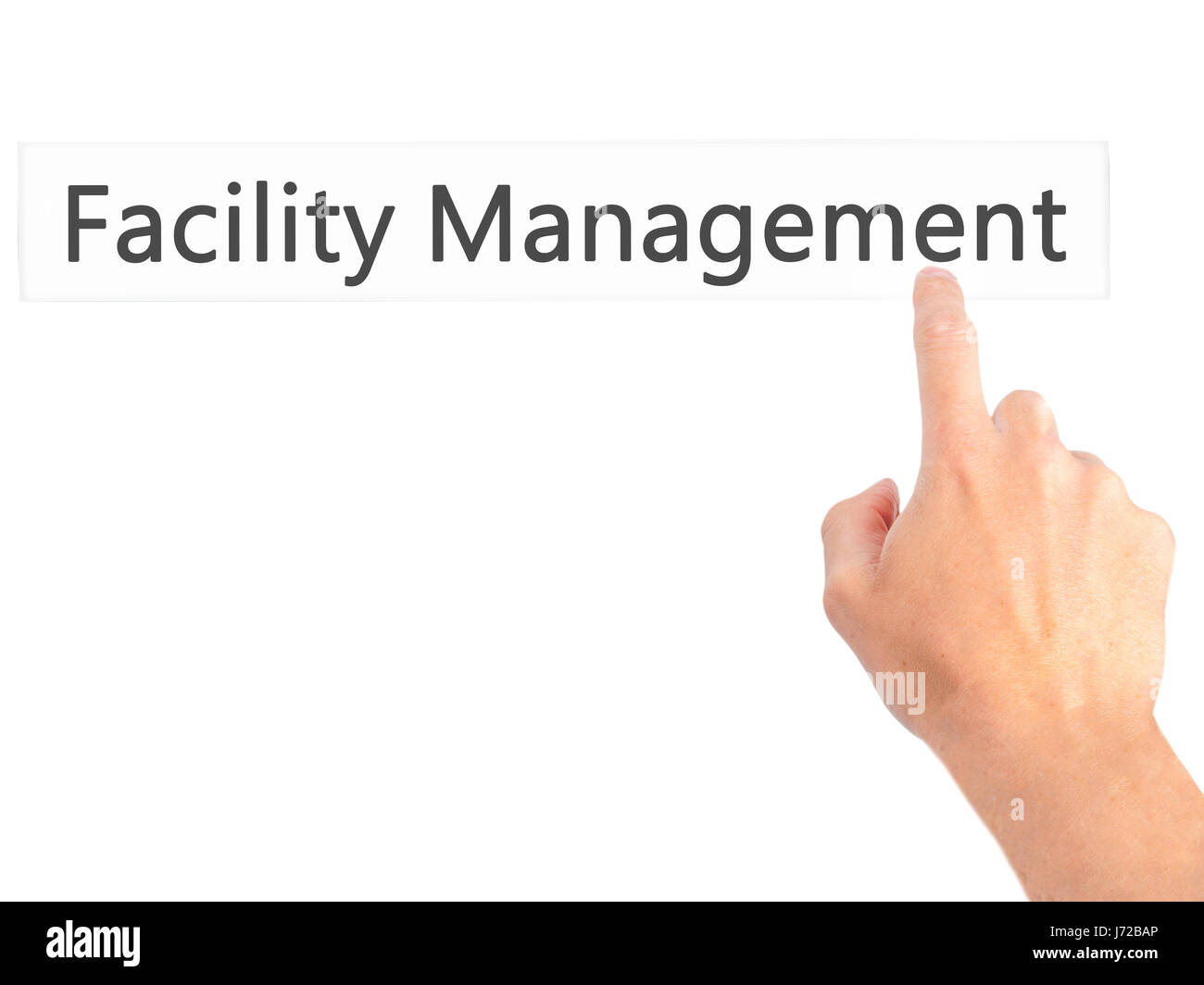 Facility Management - Hand pressing a button on blurred background ...