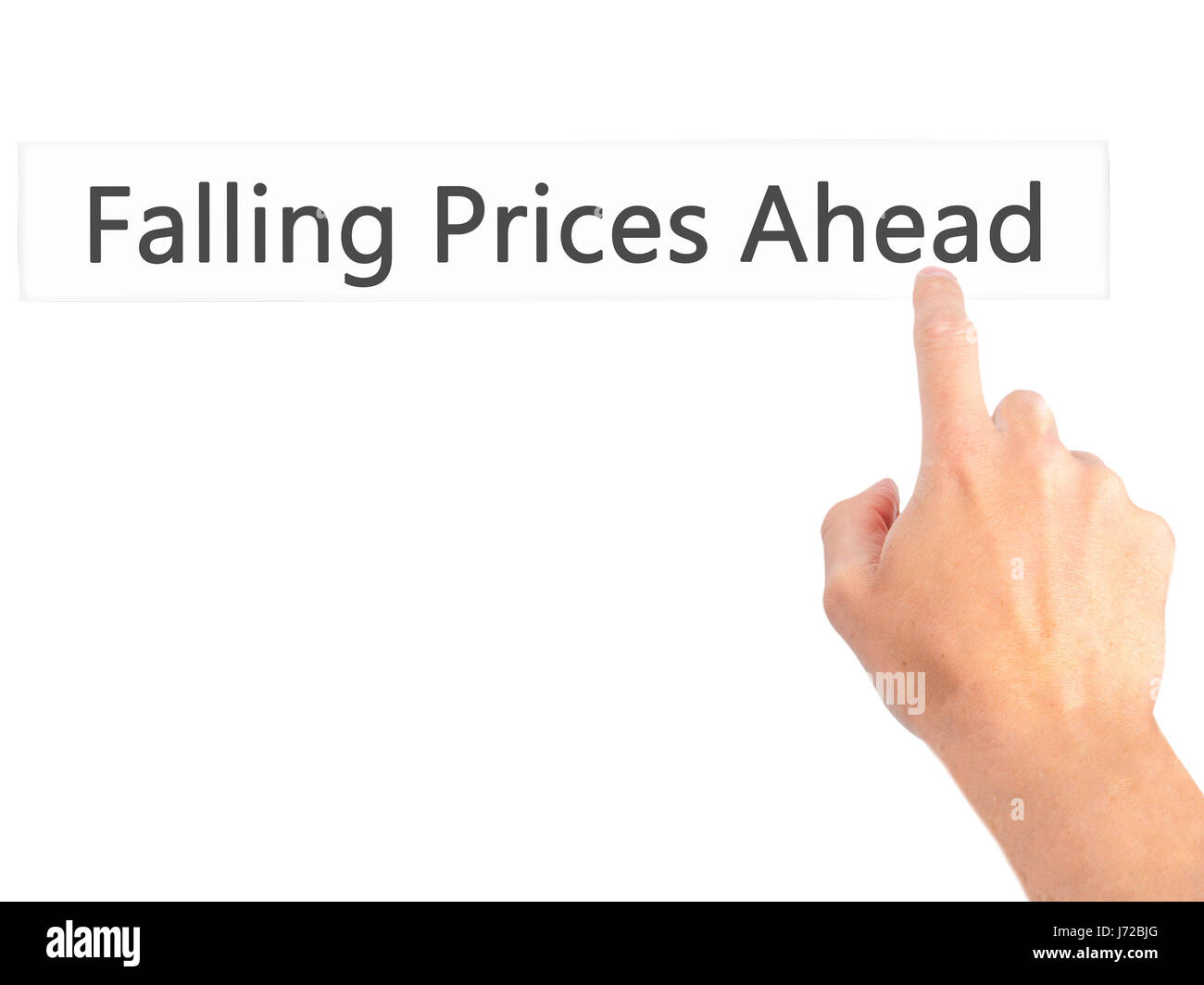 Falling Prices Ahead - Hand pressing a button on blurred background ...