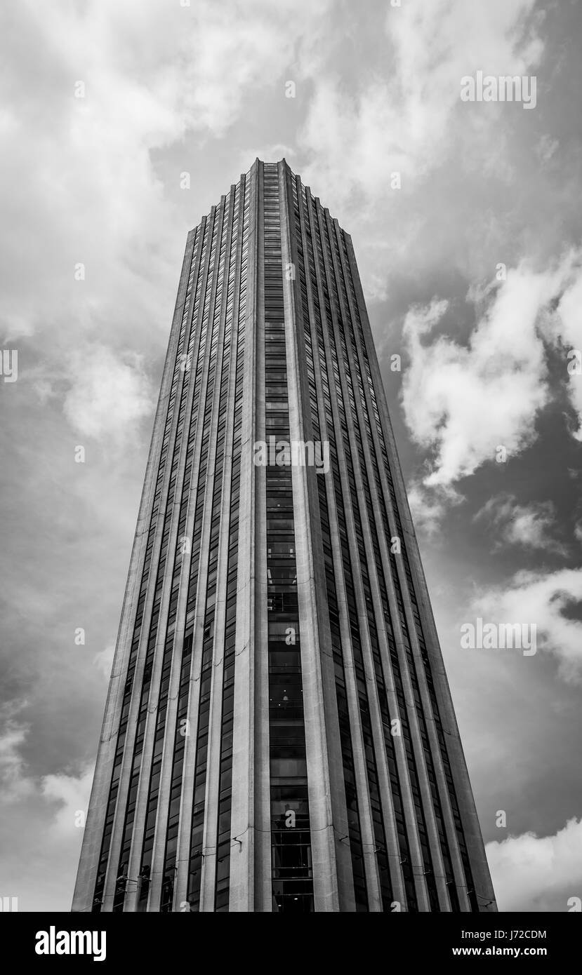 BOGOTA, COLOMBIA - Aug, 2016: Black and White Colpatria Tower Building ...