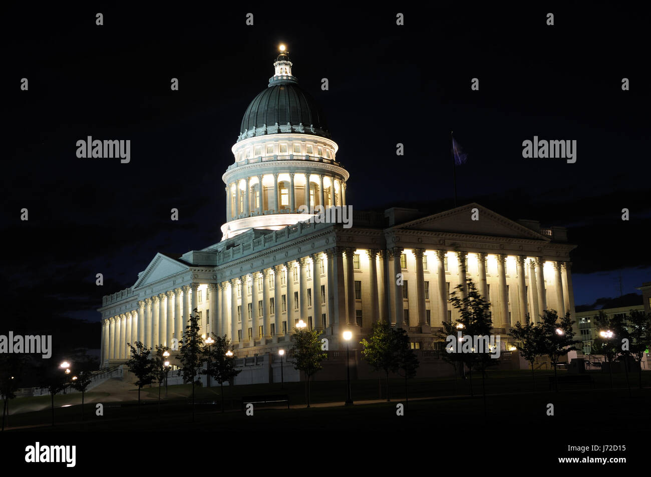 night nighttime lights marble government state capitol building blue ...
