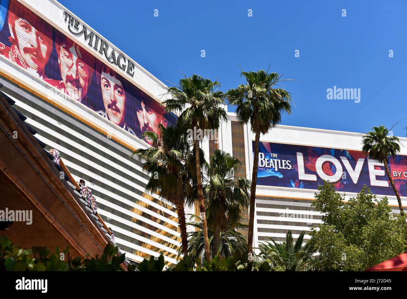 The exterior detail of the Mirage Hotel and Casino, in Las Vegas Nevada ...