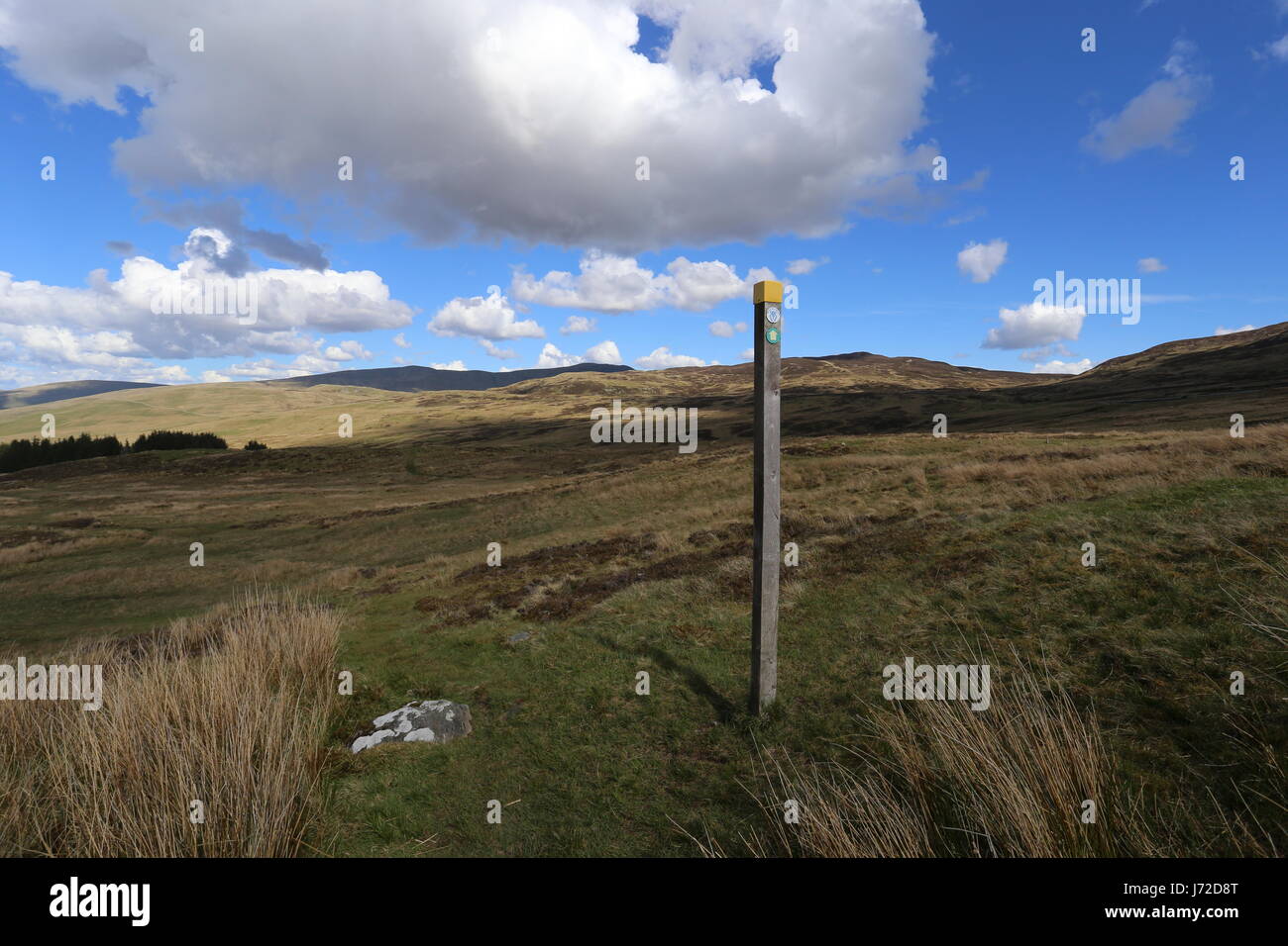 Marker post on Rob Roy Way Scotland May 2017 Stock Photo - Alamy