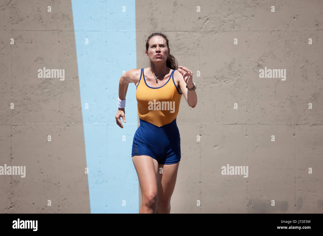 woman blue challenge athlete arm champion building woman blue motion ...