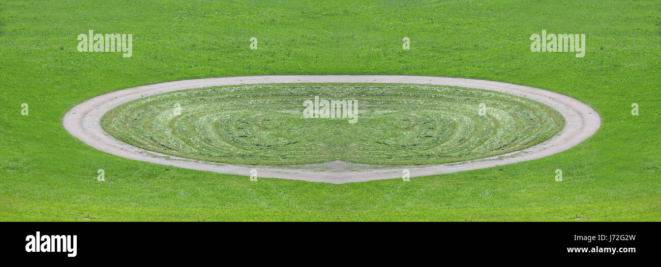agriculture farming endless end mow round path way meadow ring inside ...