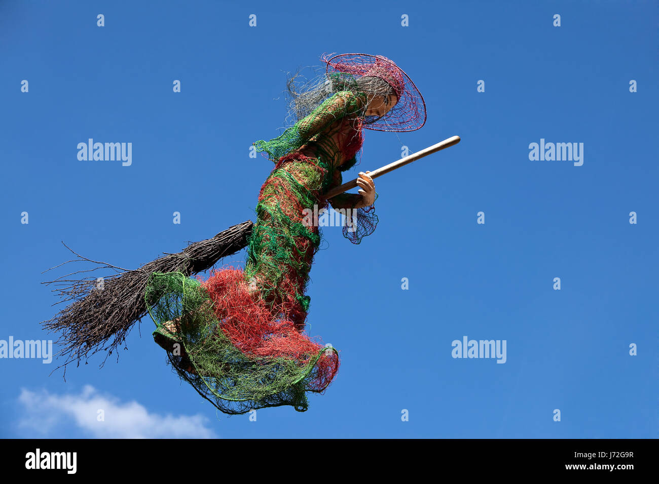 blue hat cloaks firmament sky fly flies flys flying witch mantle coat ...
