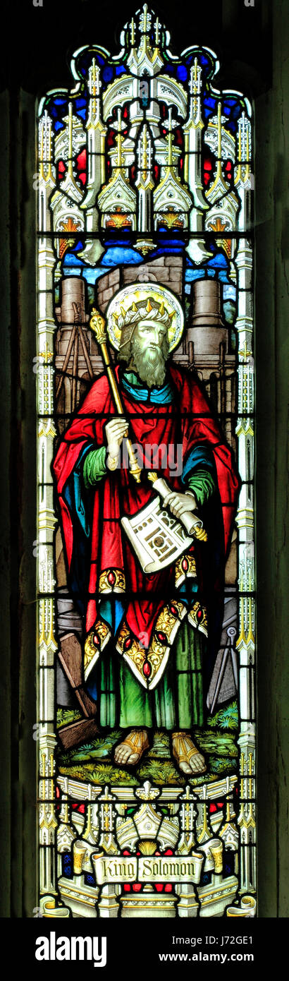 King Solomon, stained glass window, by A.L.Moore 1910, Brinton church ...