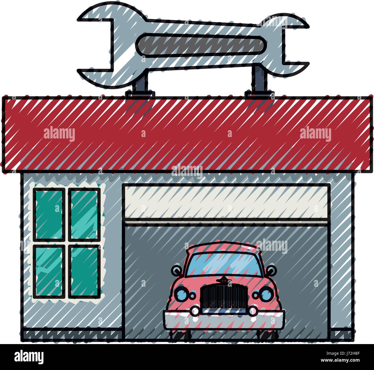 Mechanic inside modern car Stock Vector Images - Alamy