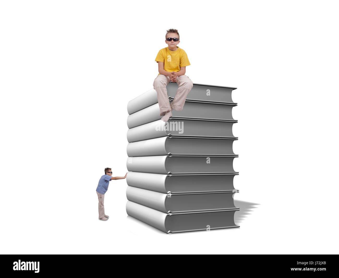 Boy studying science book Cut Out Stock Images & Pictures - Alamy