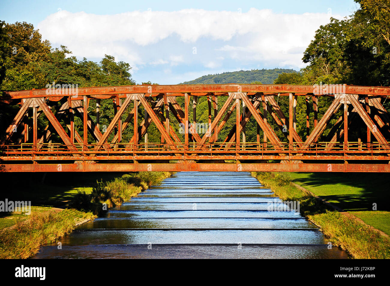 bridge rusty rust forest river water park bridge cloud channel iron ...