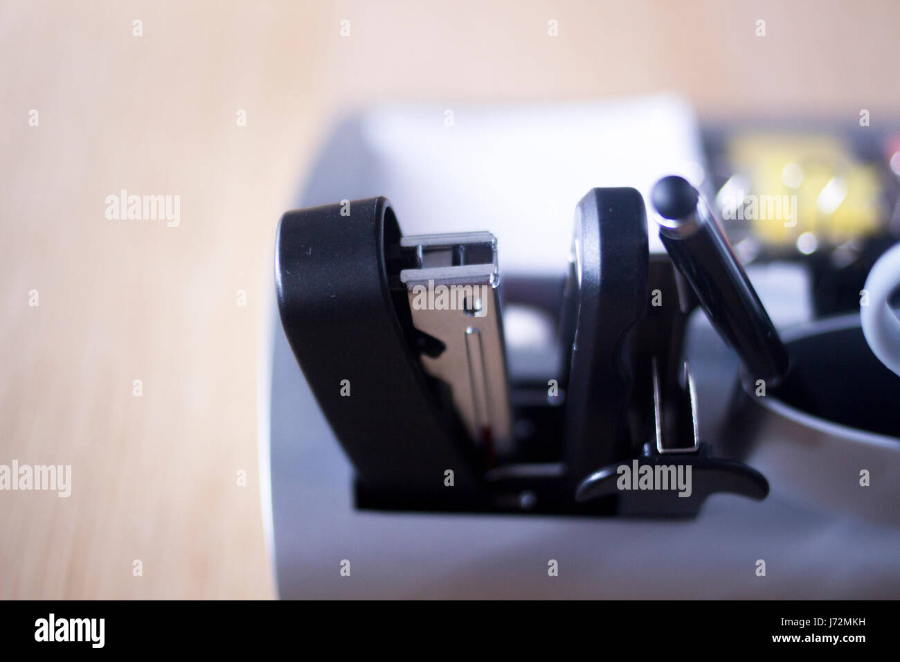 Office staple gun stapler on table in corporate company meeting room ...