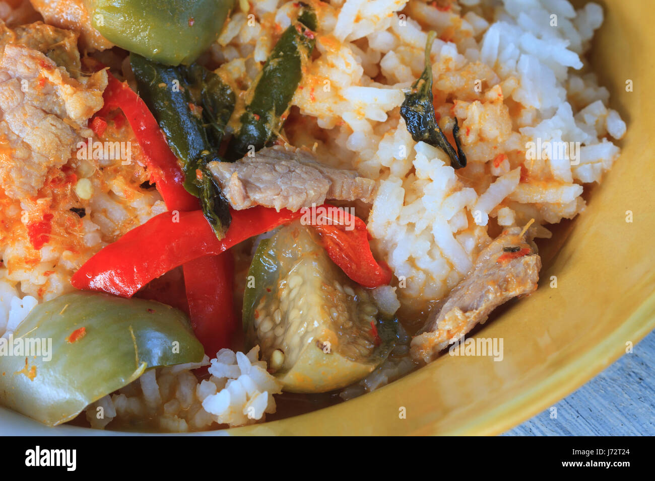 close up curry over rice Thai food spicy Stock Photo - Alamy