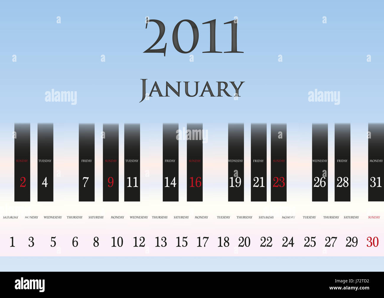 illustration january calender calendar blue graphic black swarthy ...