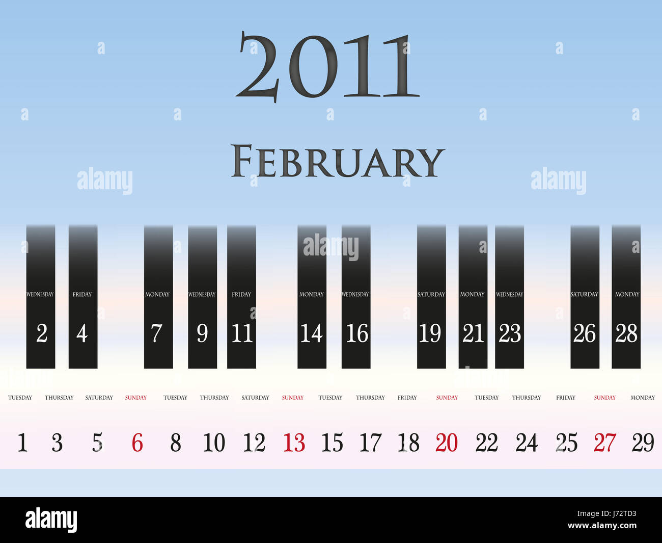 illustration calender calendar february blue graphic black swarthy ...