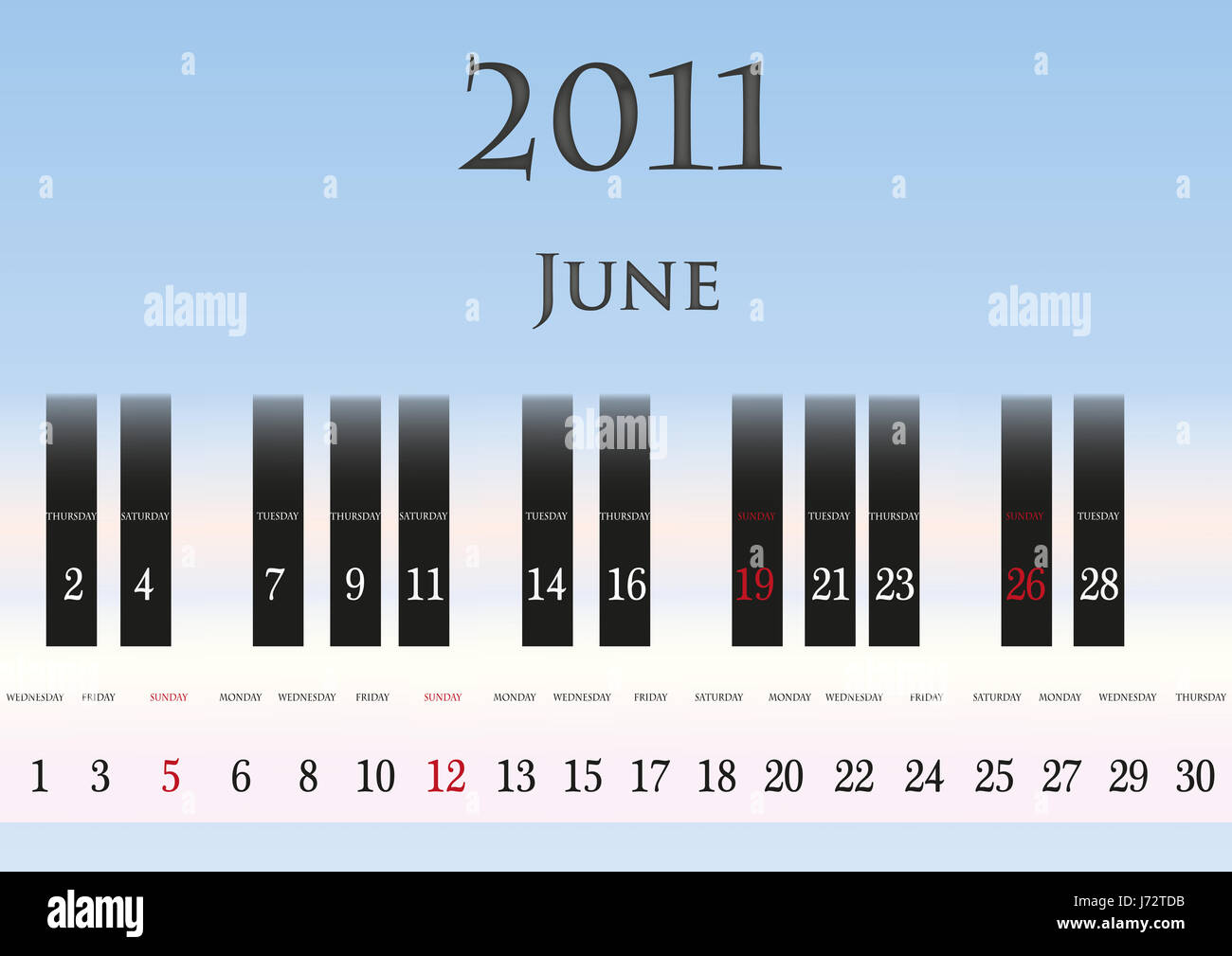 illustration june calender calendar blue graphic black swarthy jetblack ...