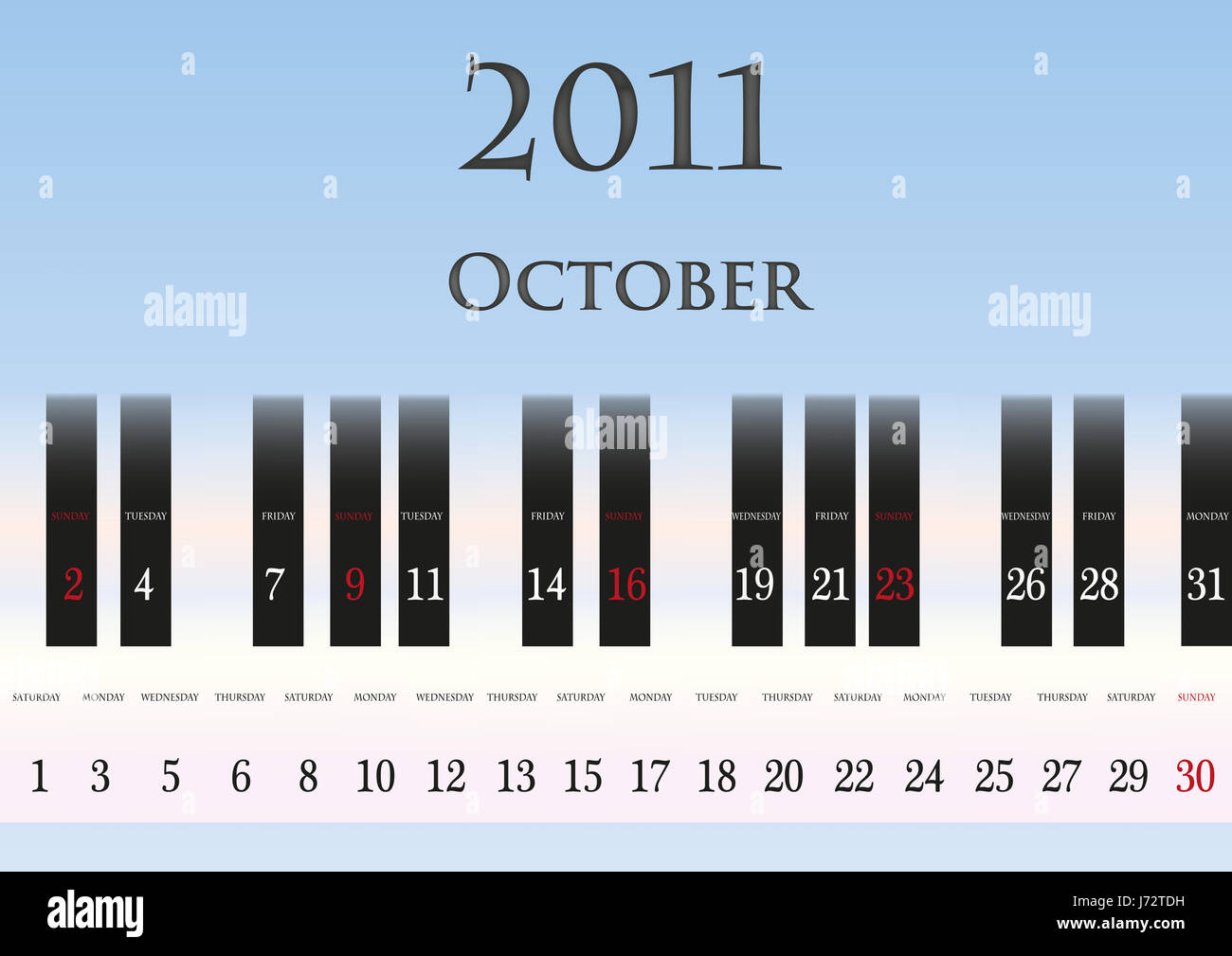 illustration october calender calendar blue graphic black swarthy ...