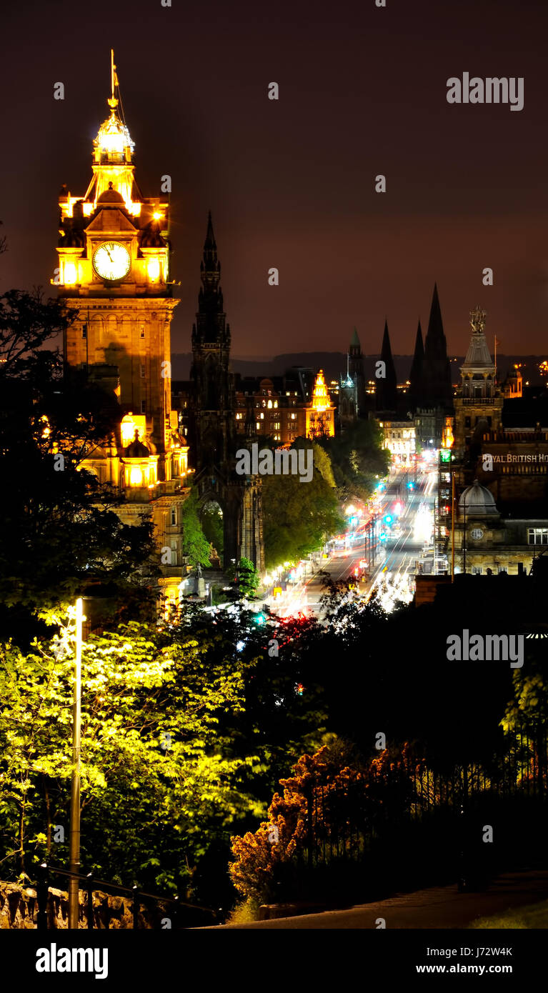city town night nighttime scotland british scottish edinburgh blue ...