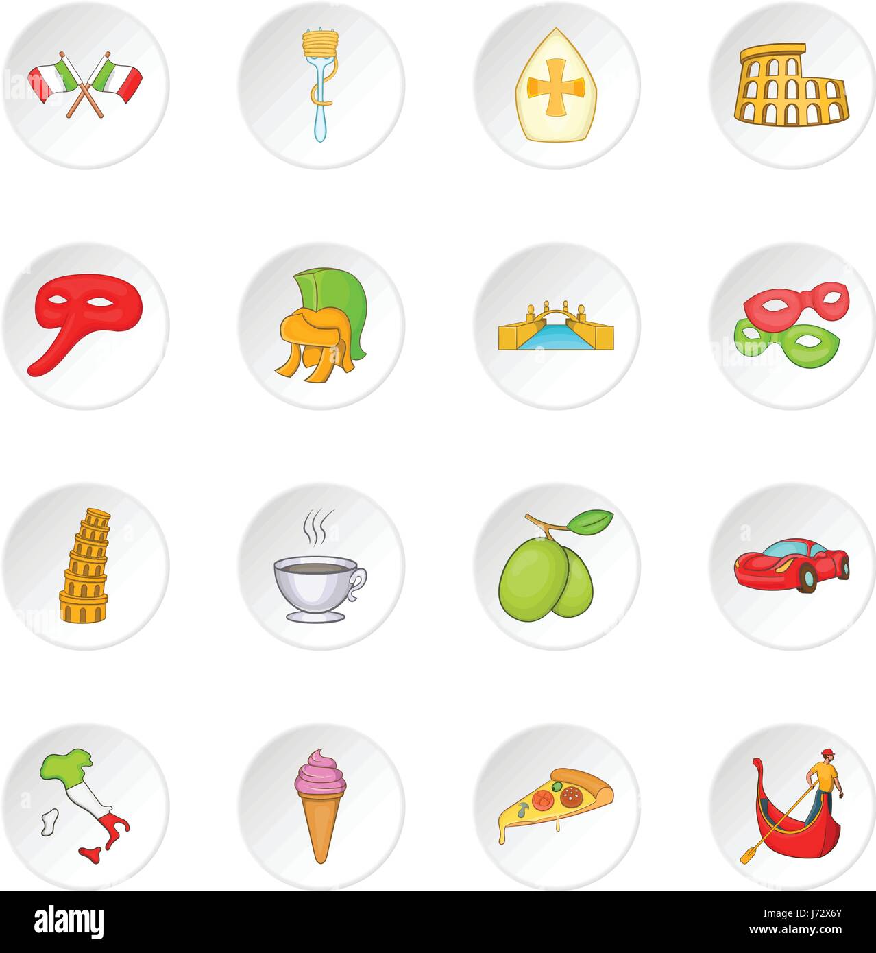Italy icons set, cartoon style Stock Vector Image & Art - Alamy