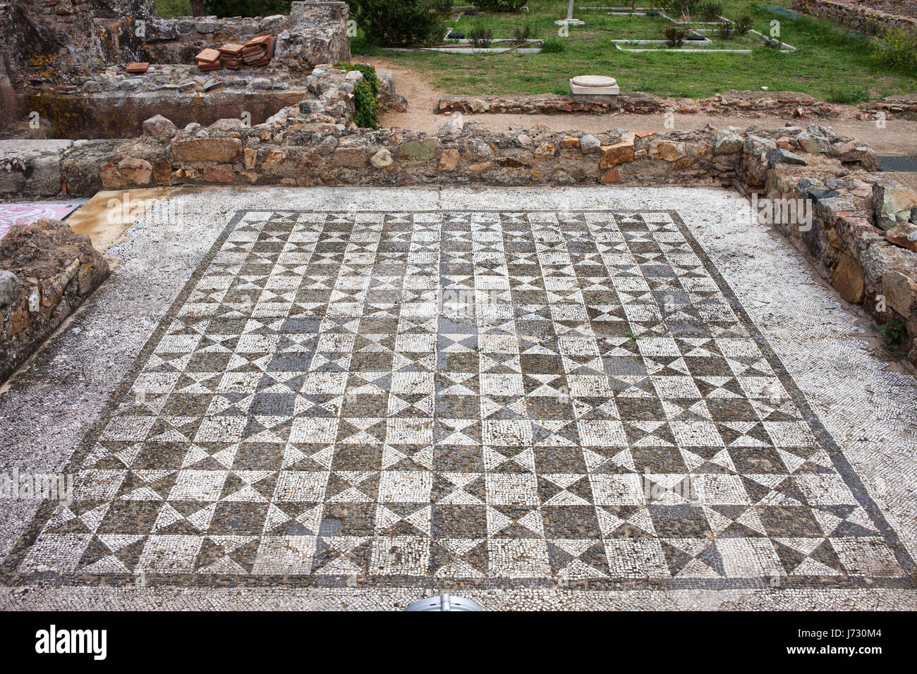 Els Ametllers ancient Roman villa mosaic floor in Tossa de Mar town ...