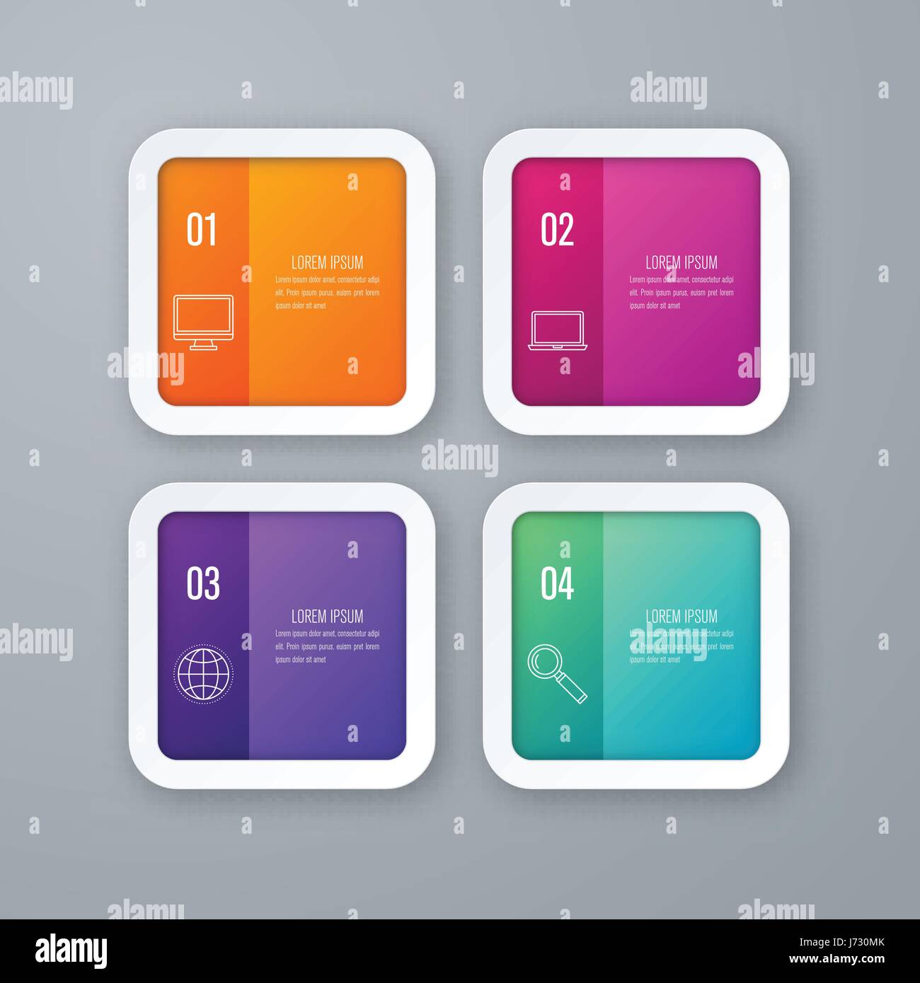 Business infographics template 4 steps with square Stock Vector Image ...