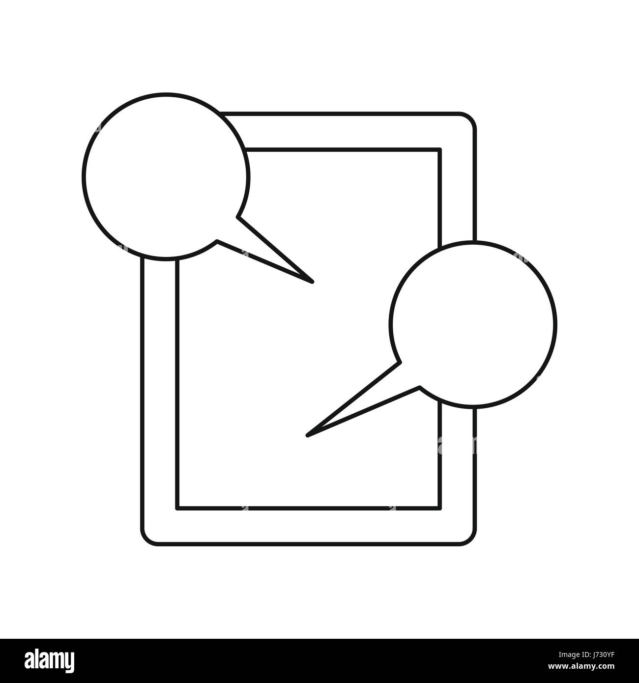 Tablet and speech bubbles icon, outline style Stock Vector Image & Art ...