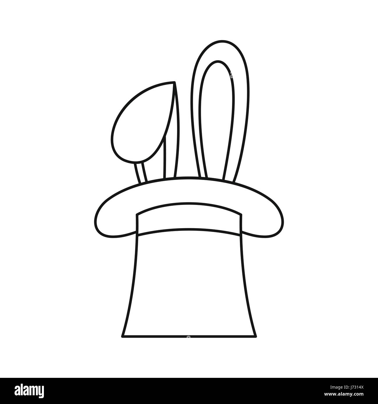 Rabbit ears in magic hat icon, outline style Stock Vector Image & Art ...