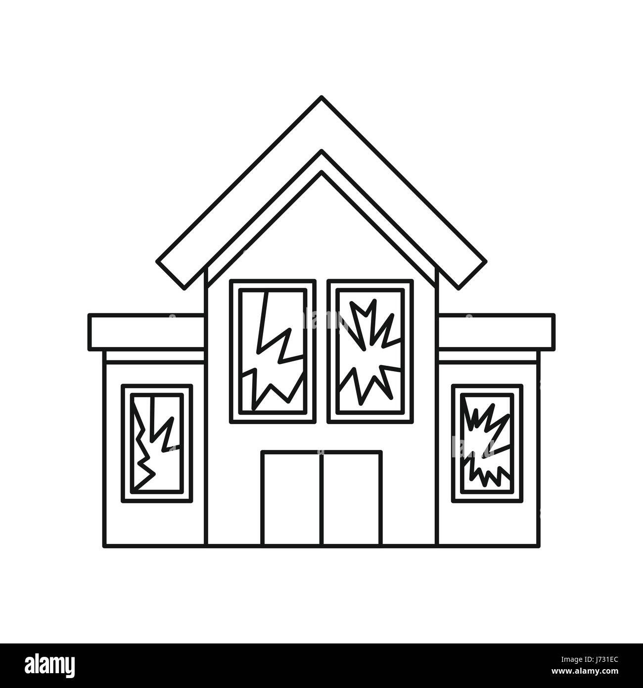 House with broken windows icon, outline style Stock Vector Image & Art ...