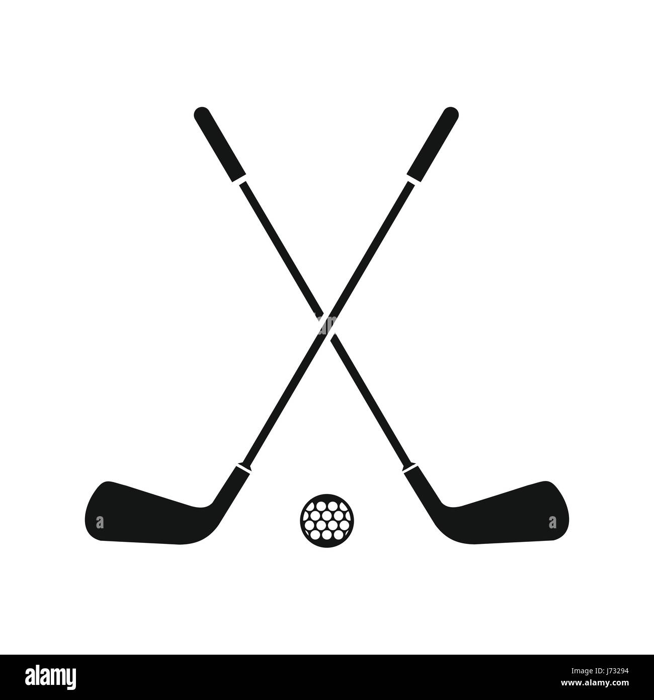 Two Crossed Golf Clubs And Ball Icon Simple Style Stock Vector Image