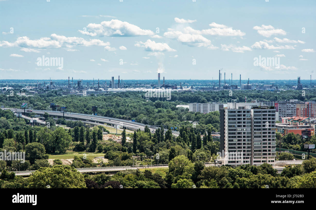 Slovnaft refinery in Bratislava, Slovak republic. Pollution theme ...