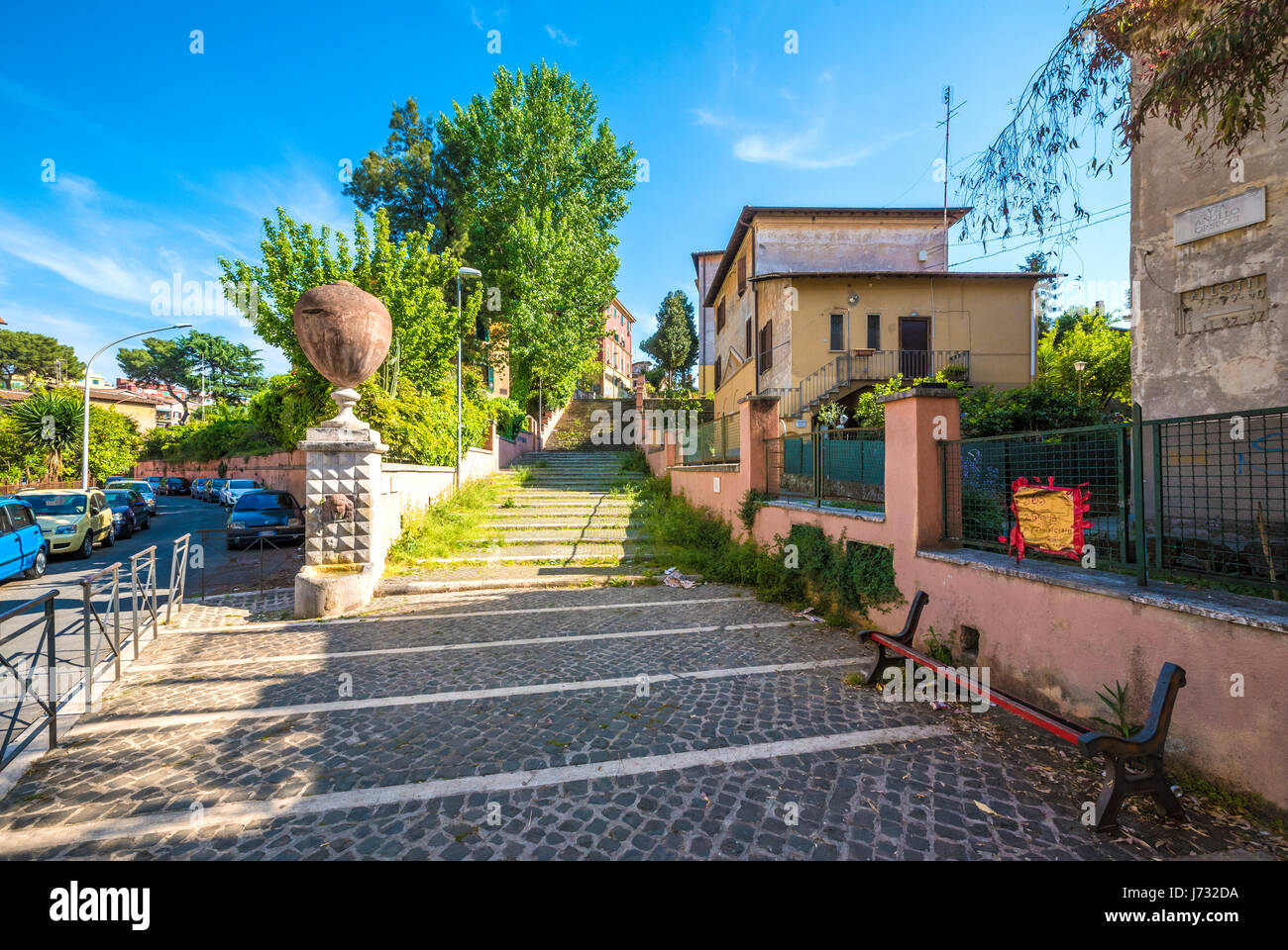 Rome, Italy - The suggestive popular Garbatella quarter in Ostiense ...