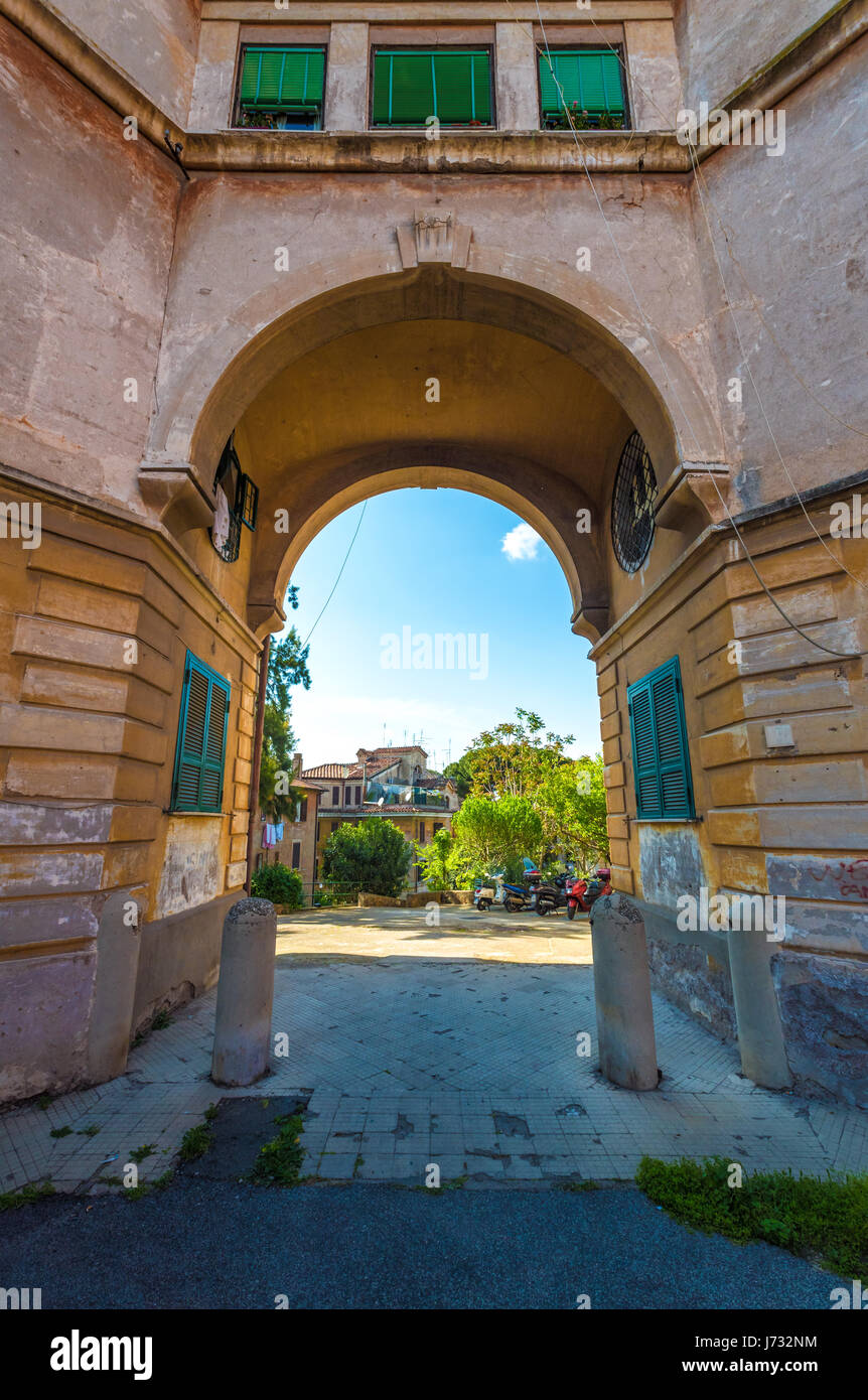 Rome, Italy - The suggestive popular Garbatella quarter in Ostiense ...