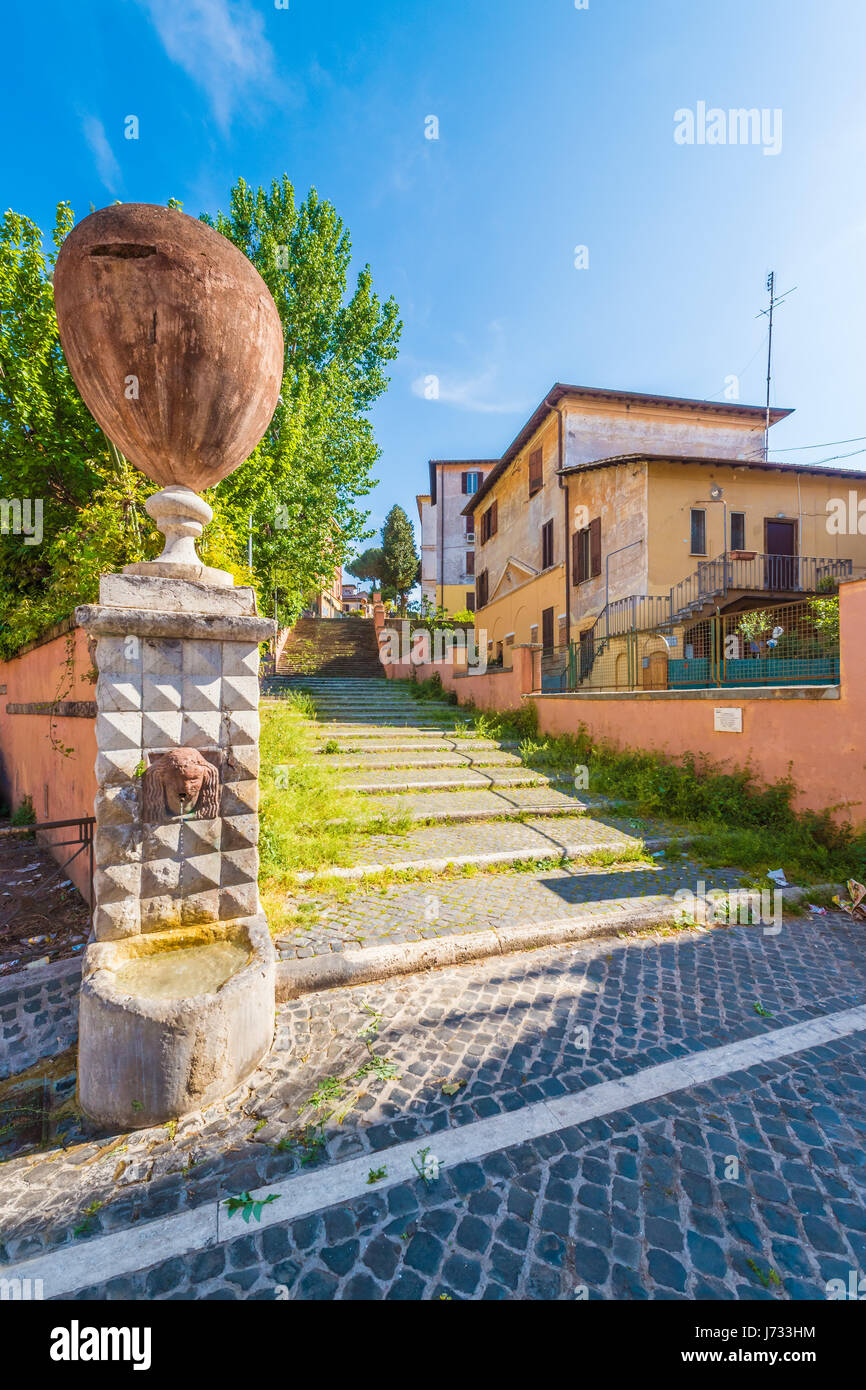 Rome, Italy - The suggestive popular Garbatella quarter in Ostiense ...