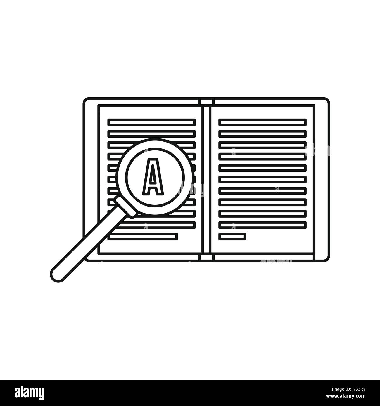 Magnifying glass over open book icon Stock Vector Image & Art - Alamy