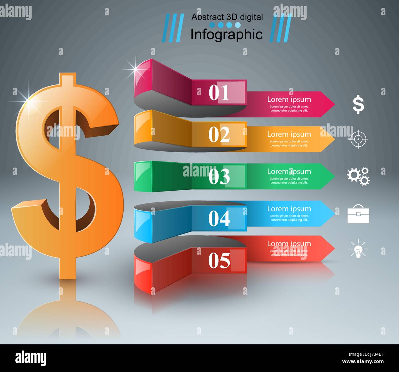 3D infographic design. Dollar icon Stock Vector Image & Art - Alamy