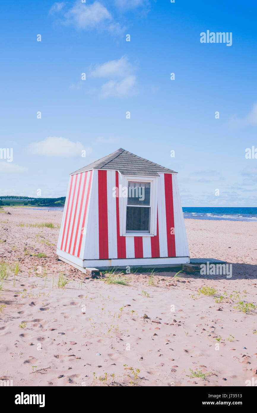 Lifeguard shack on a beach, North Rustico, Prince Edward island Stock ...