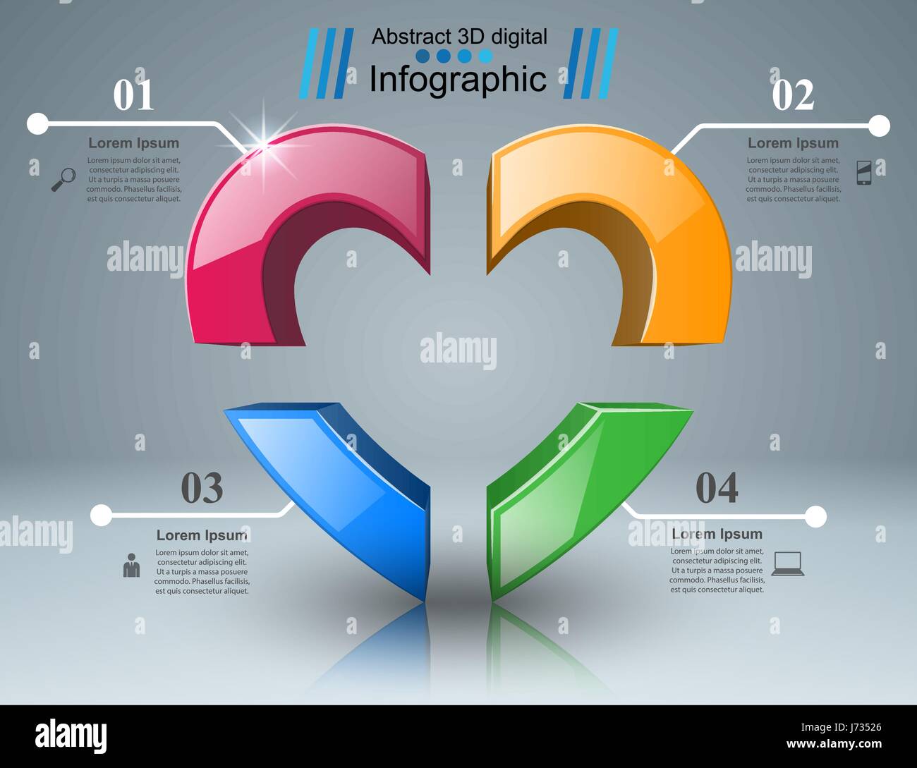 Abstract 3D digital illustration Infographic. Heart icon Stock Vector ...