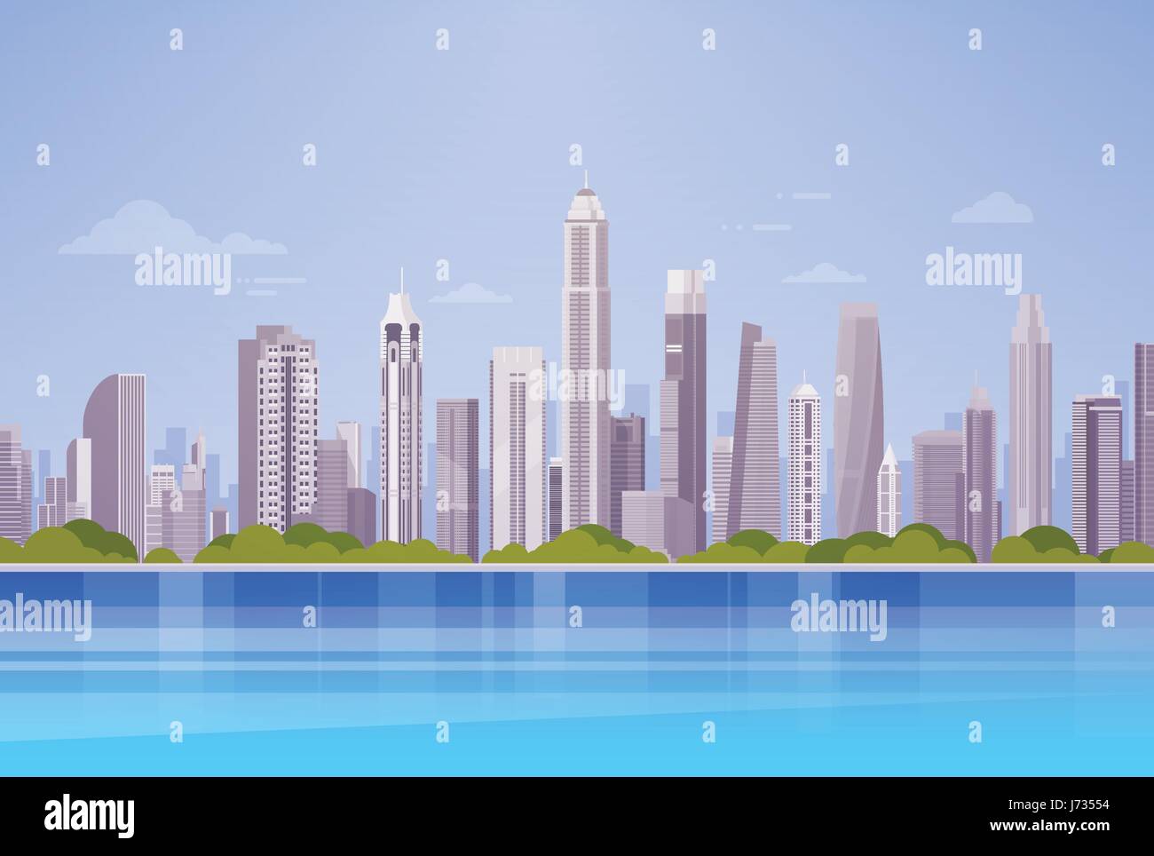 City Skyscraper View Cityscape Background Skyline Panorama Stock Vector ...