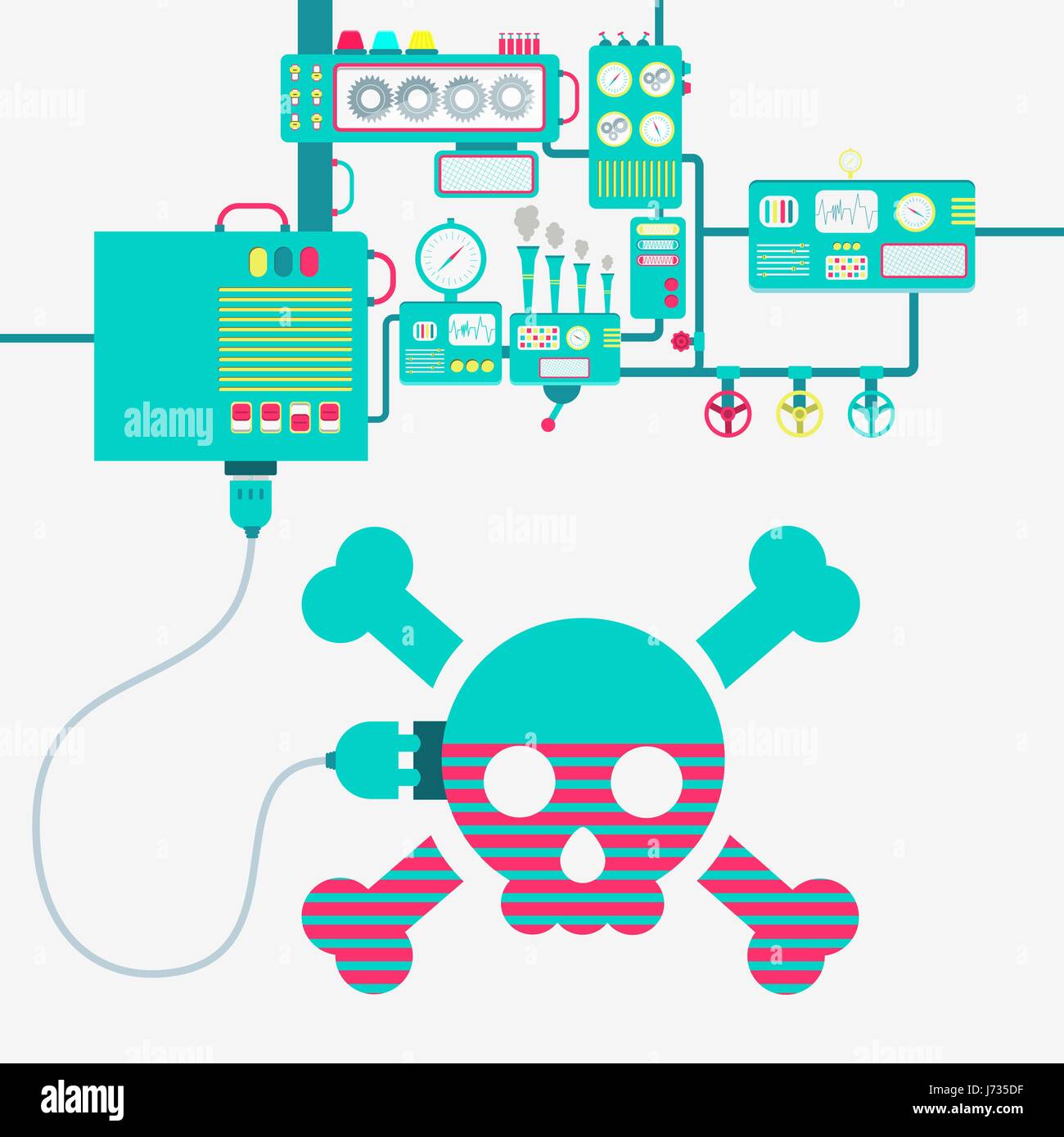 Electric supply of a skull. Skull symbol with load status. Machinery ...
