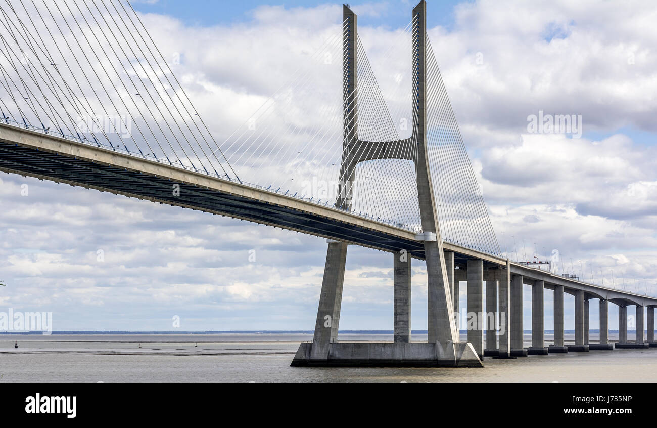 Bridge Vasco da Gama over Tagus River in Lisbon Stock Photo - Alamy