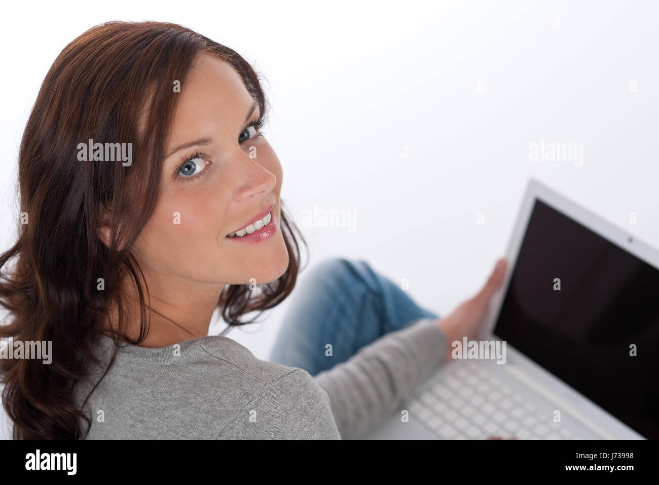 woman laptop notebook computers computer laugh laughs laughing twit ...