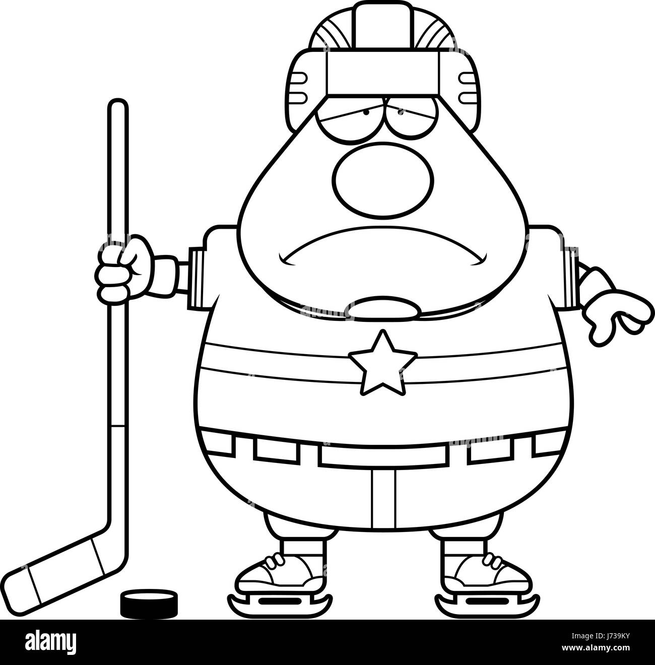 A cartoon illustration of a hockey player looking sad Stock Vector ...