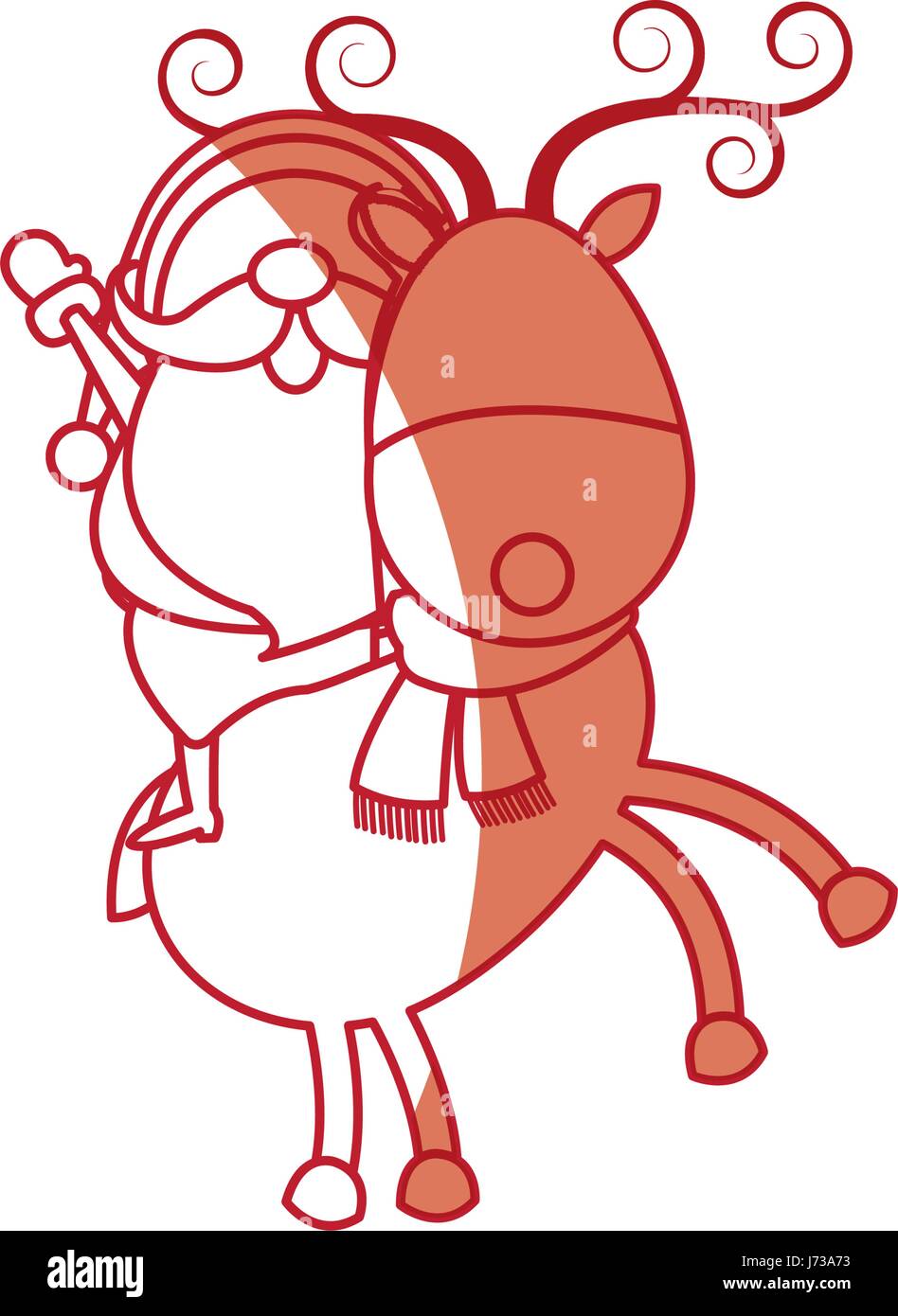 santa riding a reindeer in christmas cartoon Stock Vector Image & Art ...