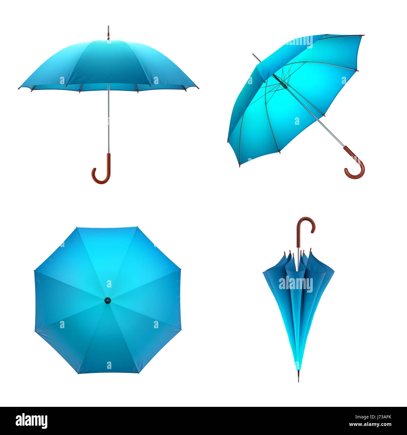 Blue umbrella isolated on white background. 3D illustration Stock Photo ...