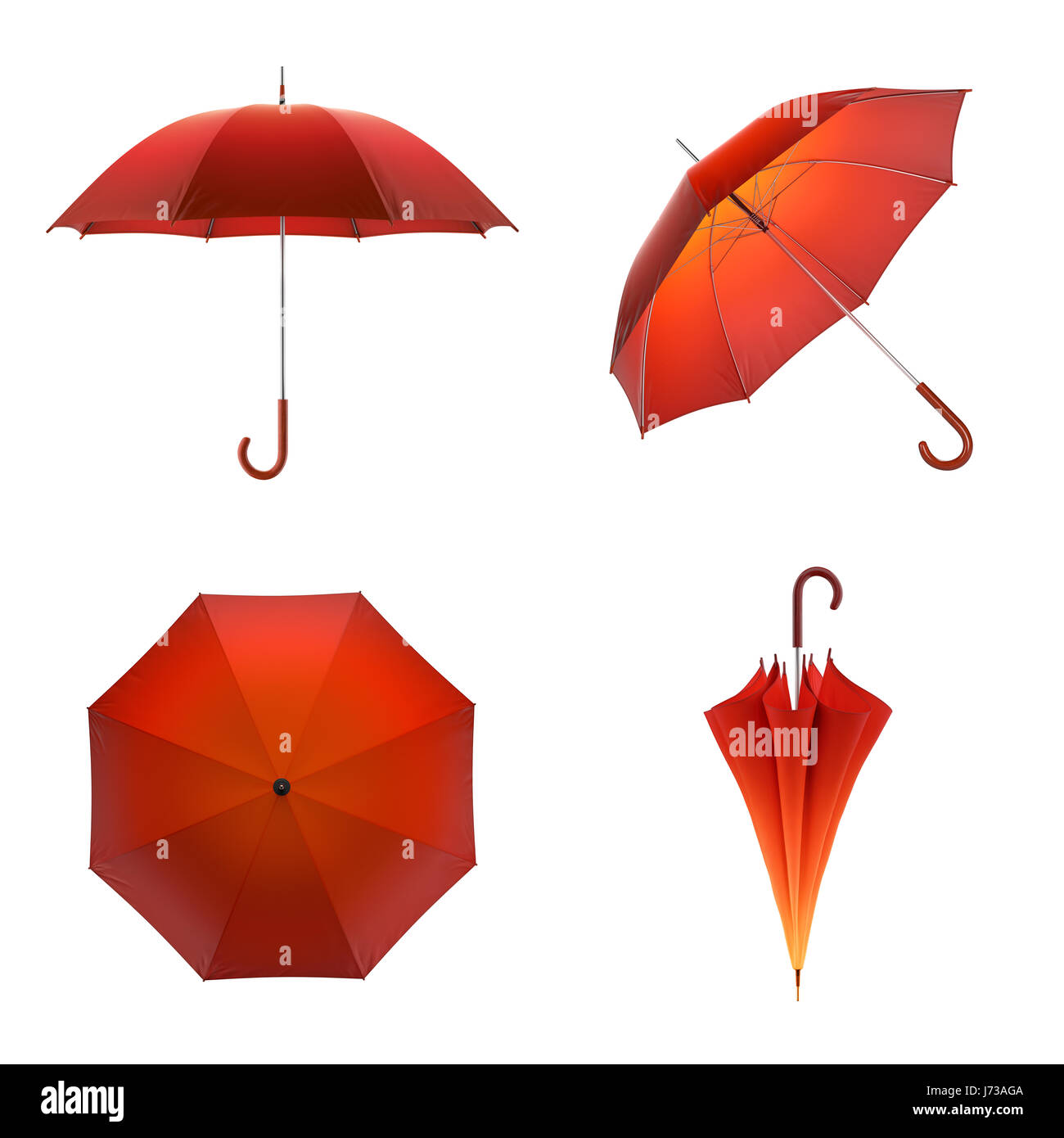 Orange Autumn Umbrella Isolated On White Background 3d Illustration