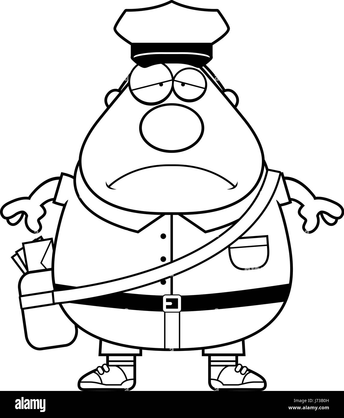 A cartoon illustration of a mailman looking tired Stock Vector Image ...